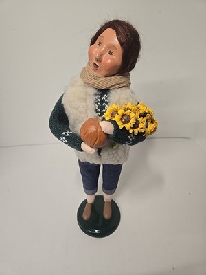 BYERS CHOICE FALL 2012 HARVEST WOMAN PUMKIN WOOL VEST SIGNED BY Joyce ...