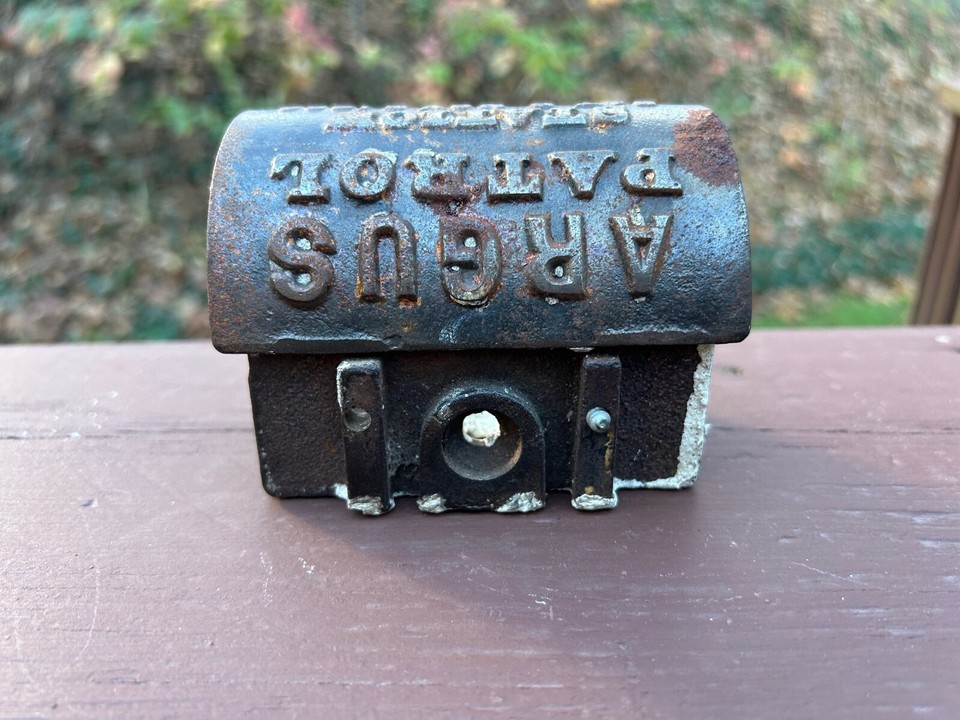 Argus Patrol Station Antique Watchman Key Lock Box Iron Security Police ...