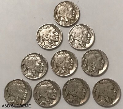 Count of Ten Circulated Buffalo Nickels 1913 to 1938 Fine | eBay
