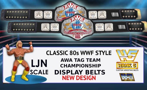 AWA Custom Hand Made Ljn Scale Tag Team Wrestling Figure Belts: Lot Of ...