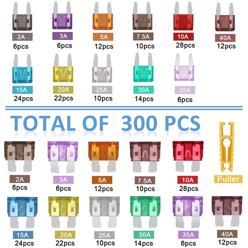 300pcs Standard Auto Car Blade Fuses Box Assorted Car Van Bike Fuse Set ...