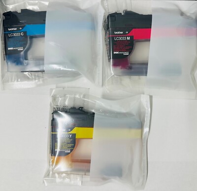 New Genuine Brother LC3033 Cyan Magenta Yellow 3PK Starter Ink ...