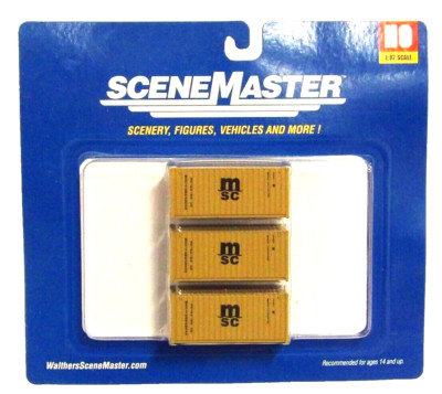 HO Scale Walthers SceneMaster 949-18054 MSC 20' Corrugated Container 3 ...