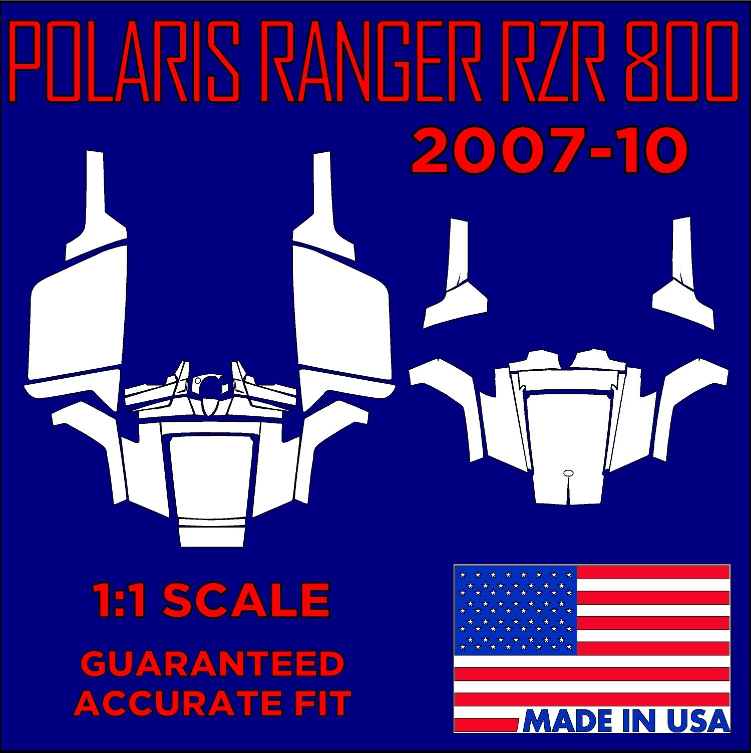 Polaris Ranger RZR 800 2007-10 UTV vector template kit scale 1:1 EPS-AI ...