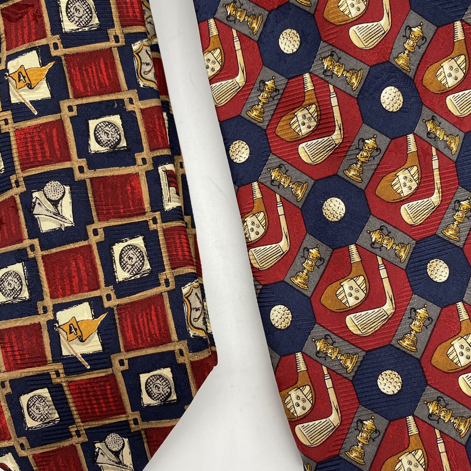 Robert Talbot Tie Lot of Two Golf Club and Ball Silk… - Gem