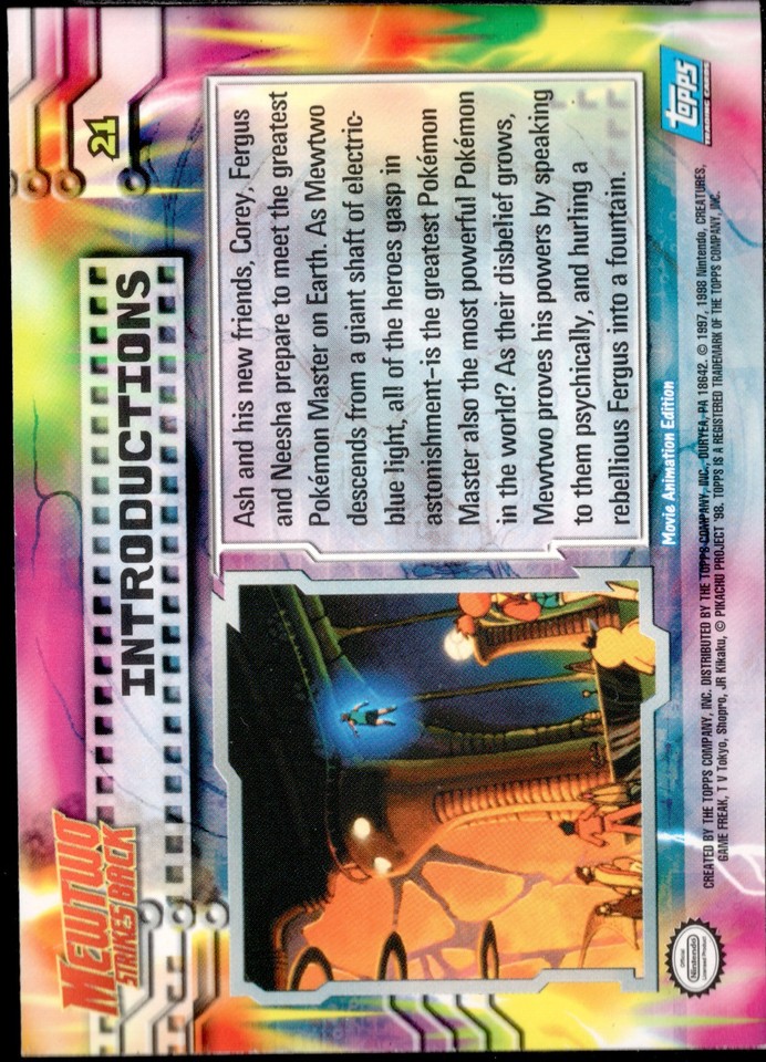 Mewtwo Strikes Back topps Pokemon The First Movie Holo Foil #21 ...