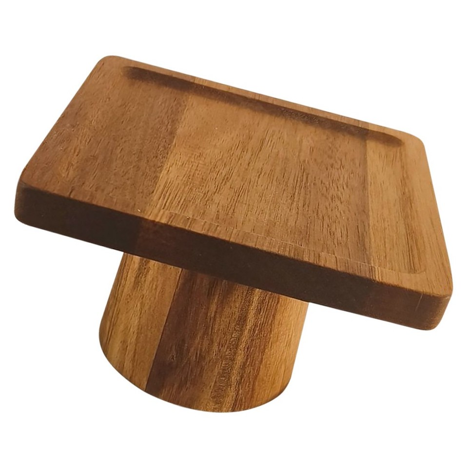 Square Wood Cake Stand Pedestal Cake Plate Snack Serving Platter | eBay ...