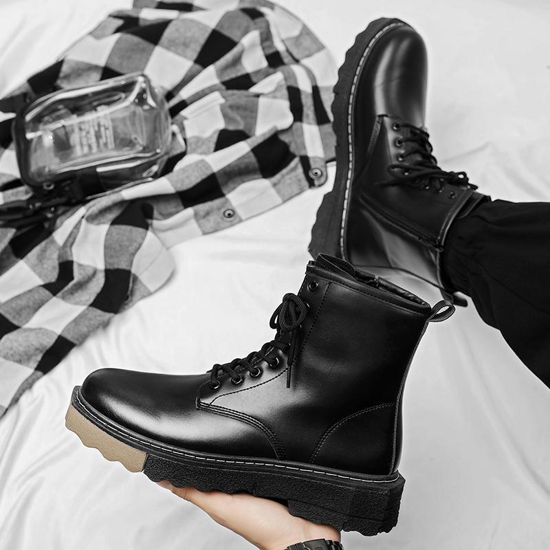 Men's Autumn Winter Casual Fashion Creeper Lace Up Pump Black Shoes ...