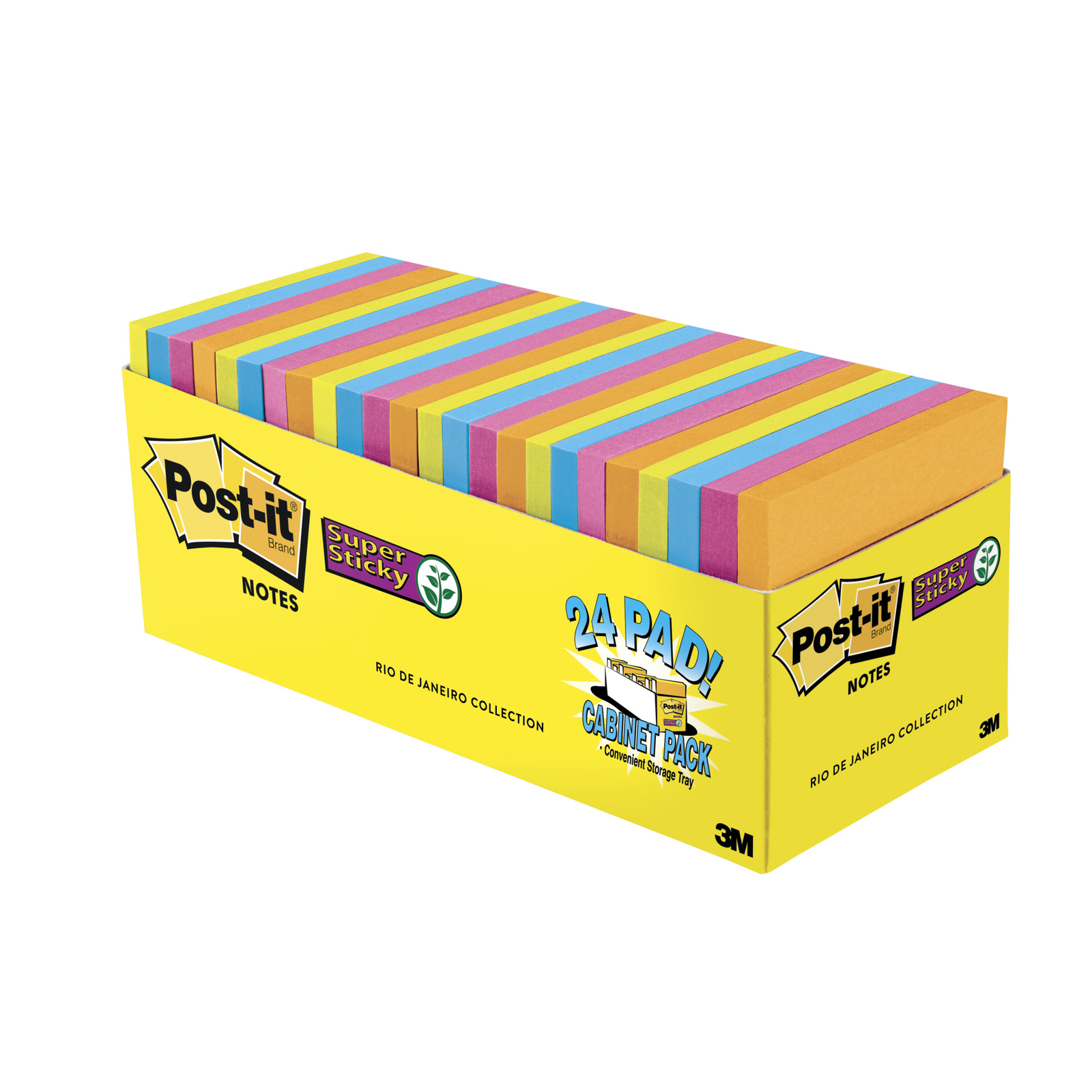 Post-it Sticky Notes Cabinet Pack, 3 x 3 Inches, Energy Boost Colors ...