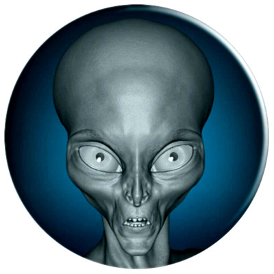 SCARY ALIEN UFO FACE HEAD Pendant 925 Sterling Silver 20" Necklace Men ...