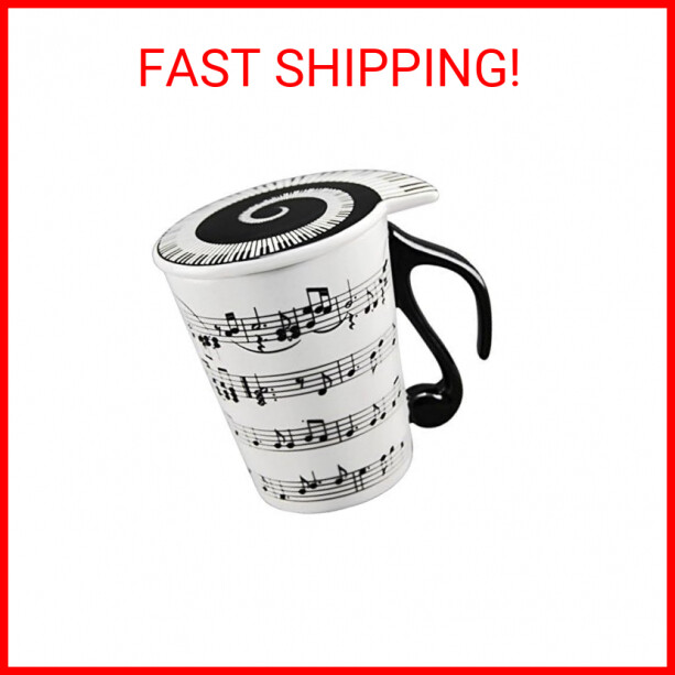 Creative Ceramic Musician Coffee Mug Tea Cup with Lid Staves Music ...