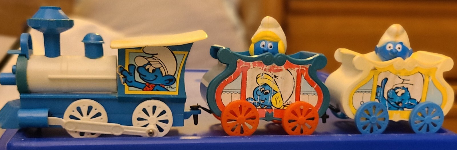 Vintage 1982 Smurf Wagon Train Cars And Engine Peyo Smurfs 3 Pieces | eBay