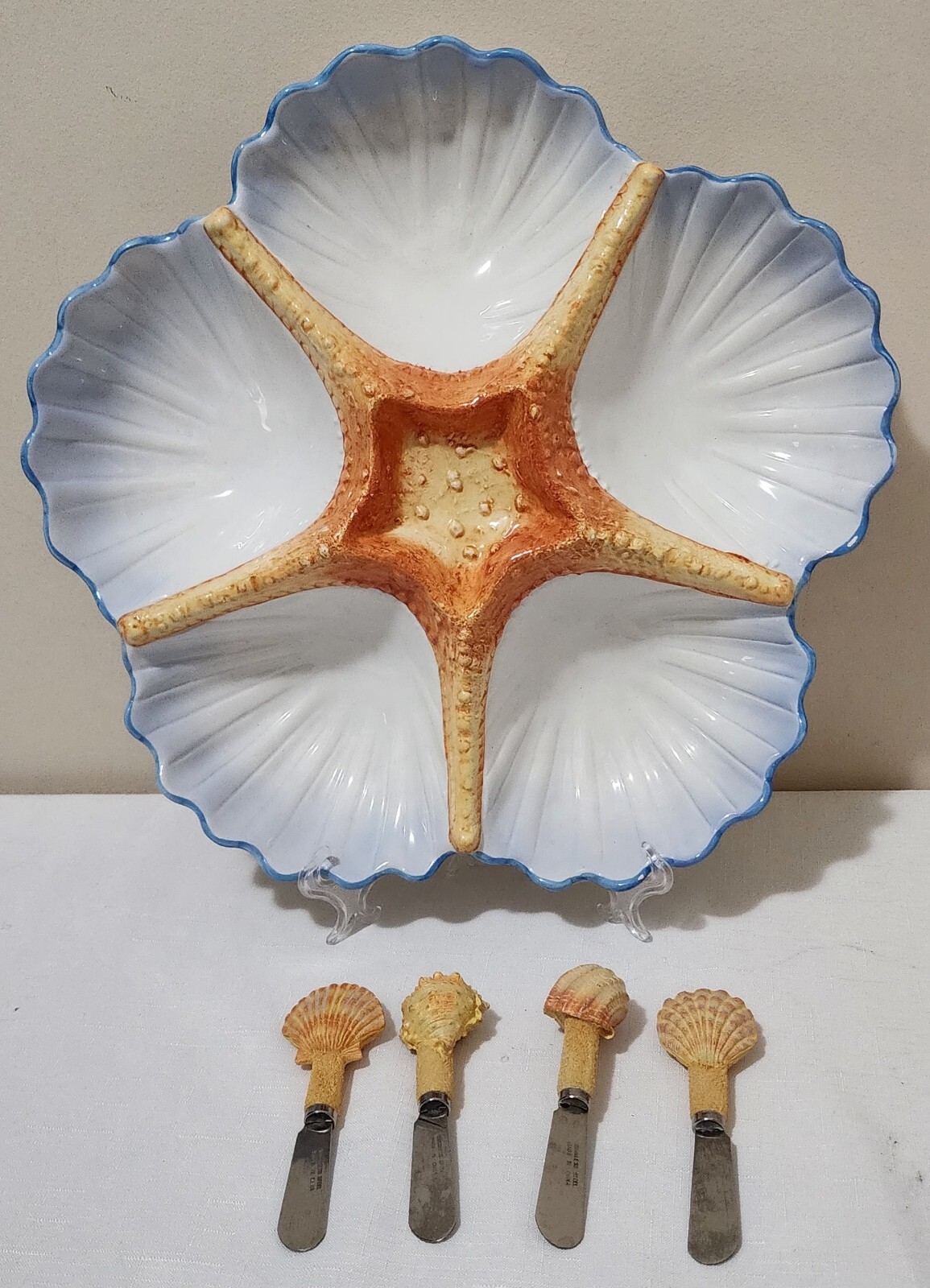 Summep Living Starfish Seashell 5 Section Serving Dish&4 Coastal ...