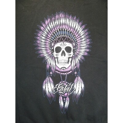 Fatal Clothing Co Black Long Sleeve Hoodie Skull in Headdress Womens XL ...