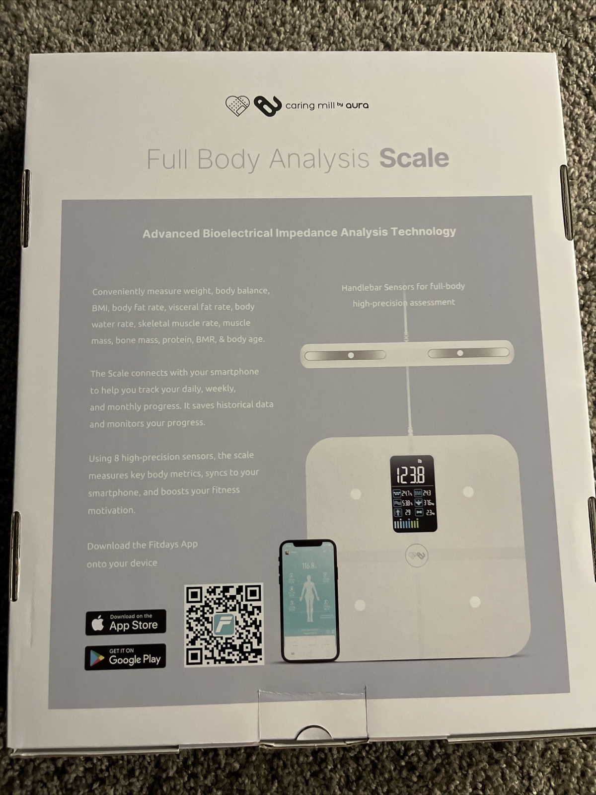 AURA FULL BODY ANALYSIS SCALE MODEL BS20 BLUETOOTH W/ CHARGING CABLE ...