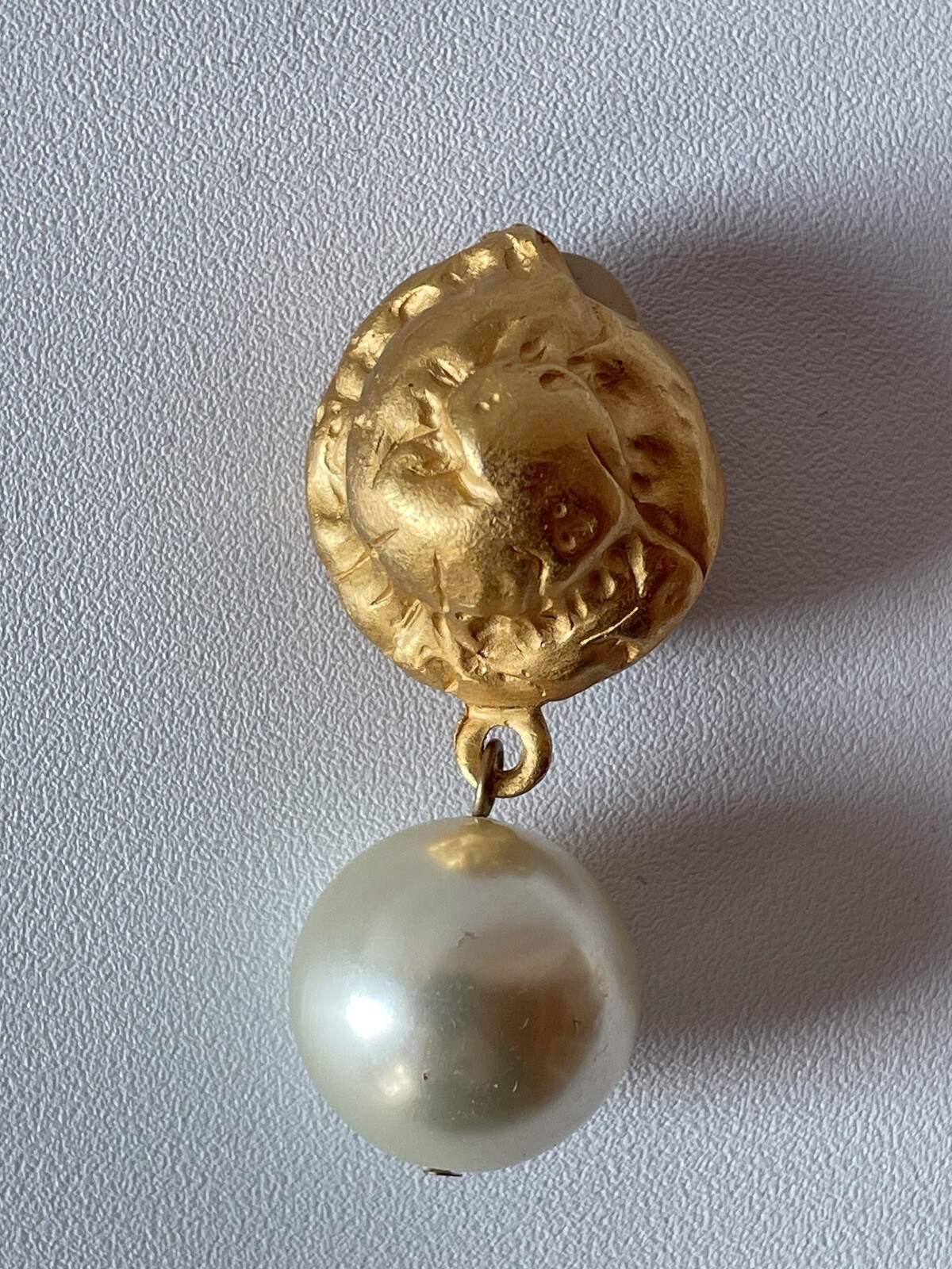 Biche De Bere Earrings Gold Tone W Faux Pearl Clip On Vintage | eBay