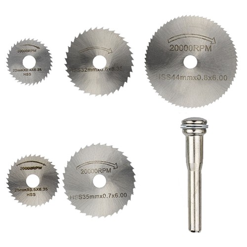 6Pc HSS Circular Saw Mandrel Cutting Cutter Disc Blade Set for Drill ...