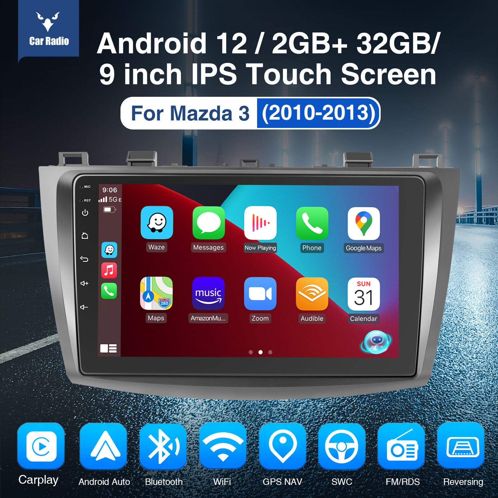 2+32G Android 13 Carplay For Mazda 3 BL 2010-2013 Car Stereo GPS NAVI ...