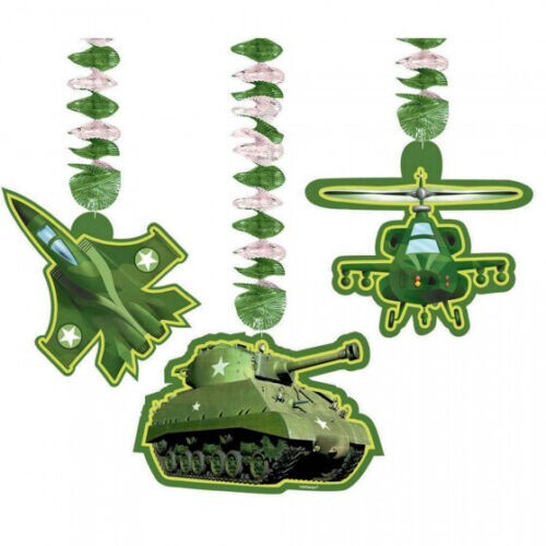 Army Air Force Tank Jet Helicopter Camouflage Military Party DANGLING ...