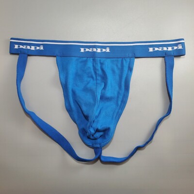 Papi Men's Comfort Jockstrap 100% Cotton Large Solid Blue and White | eBay