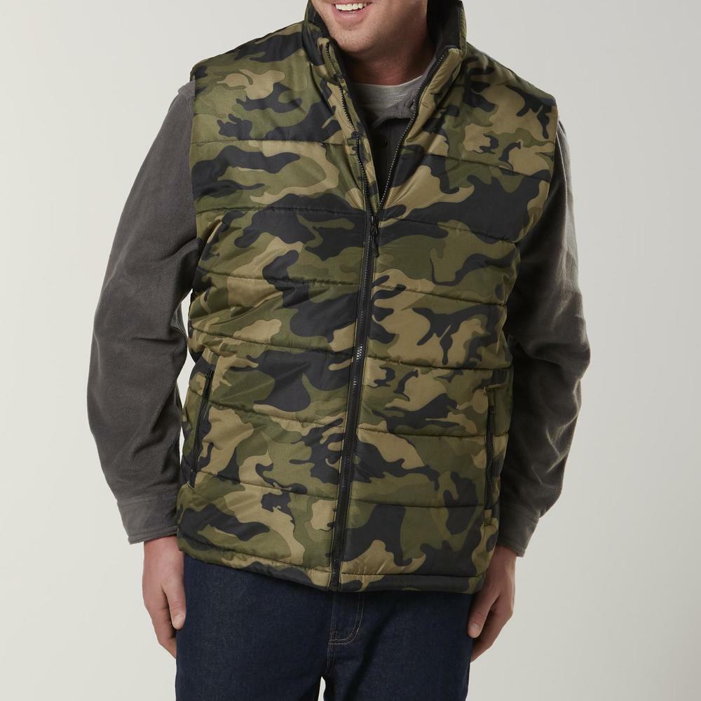 Men Big and Tall Puffer Black Blue Vest Army Camouflage Camo Size 3XL ...
