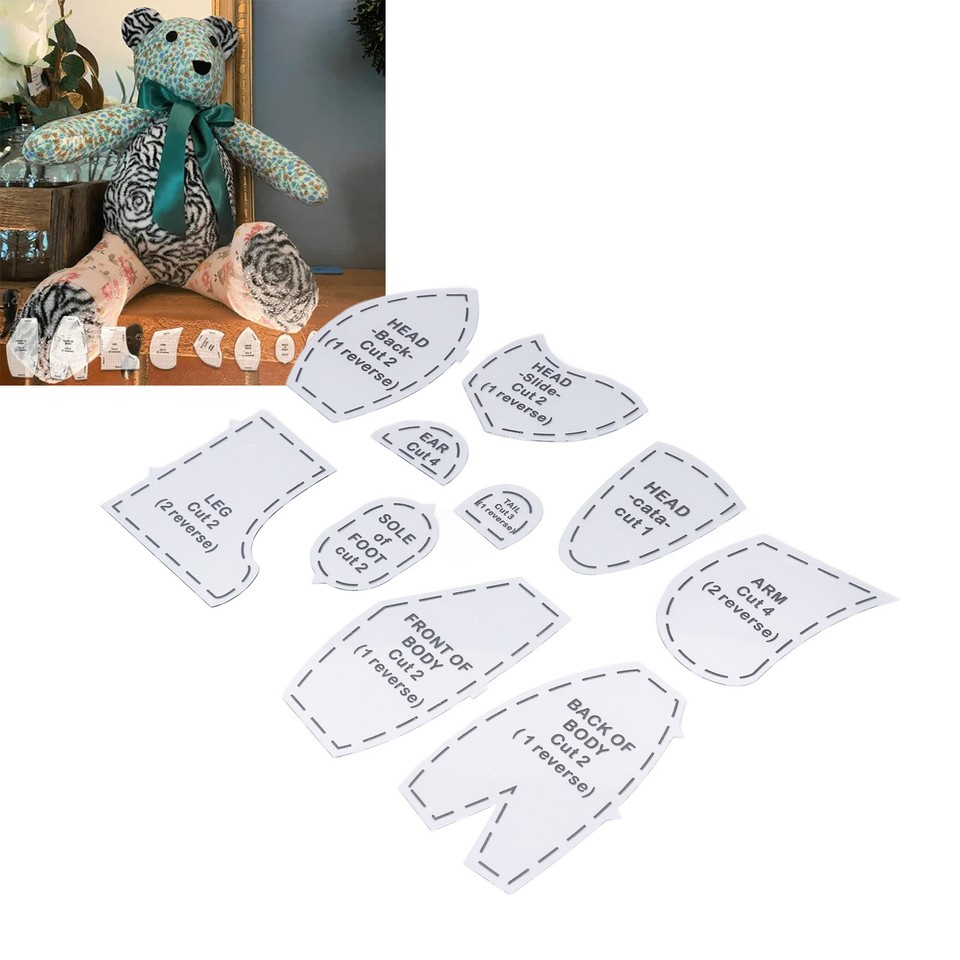 10 PCS Memory Bear Template Ruler Set Memory Bear Sewing Patterns ...