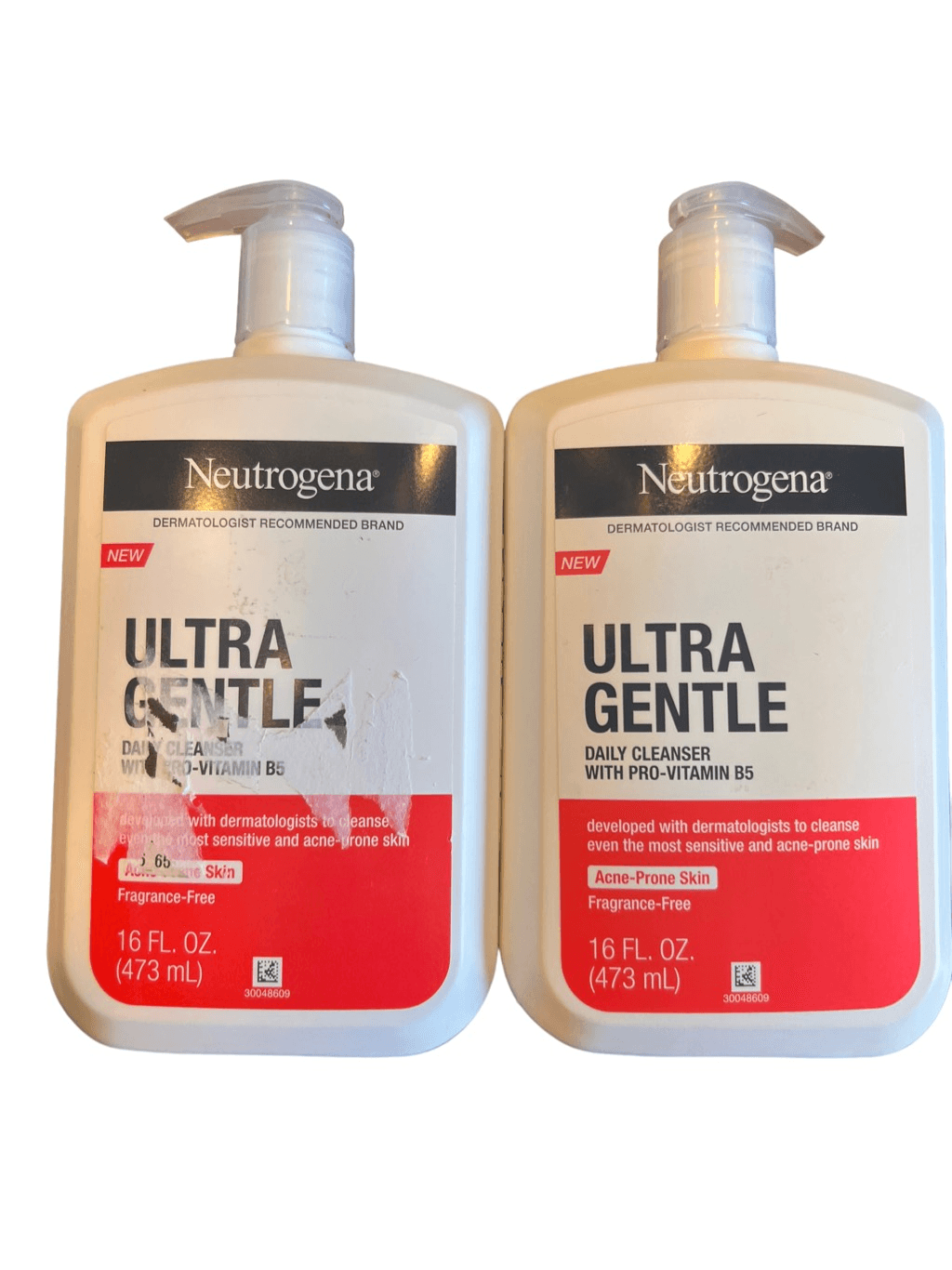 2 Neutrogena ultra gentle daily cleanser pump bottles 16oz each acne ...