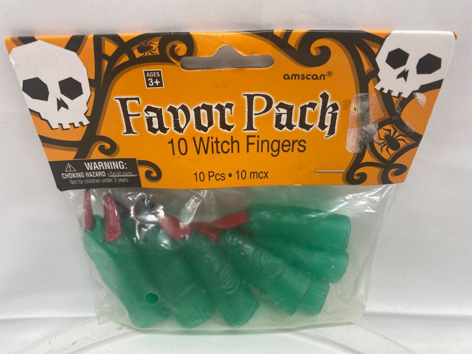 Set of 10 Green Plastic Witch Fingers With Red Painted Nails Halloween ...