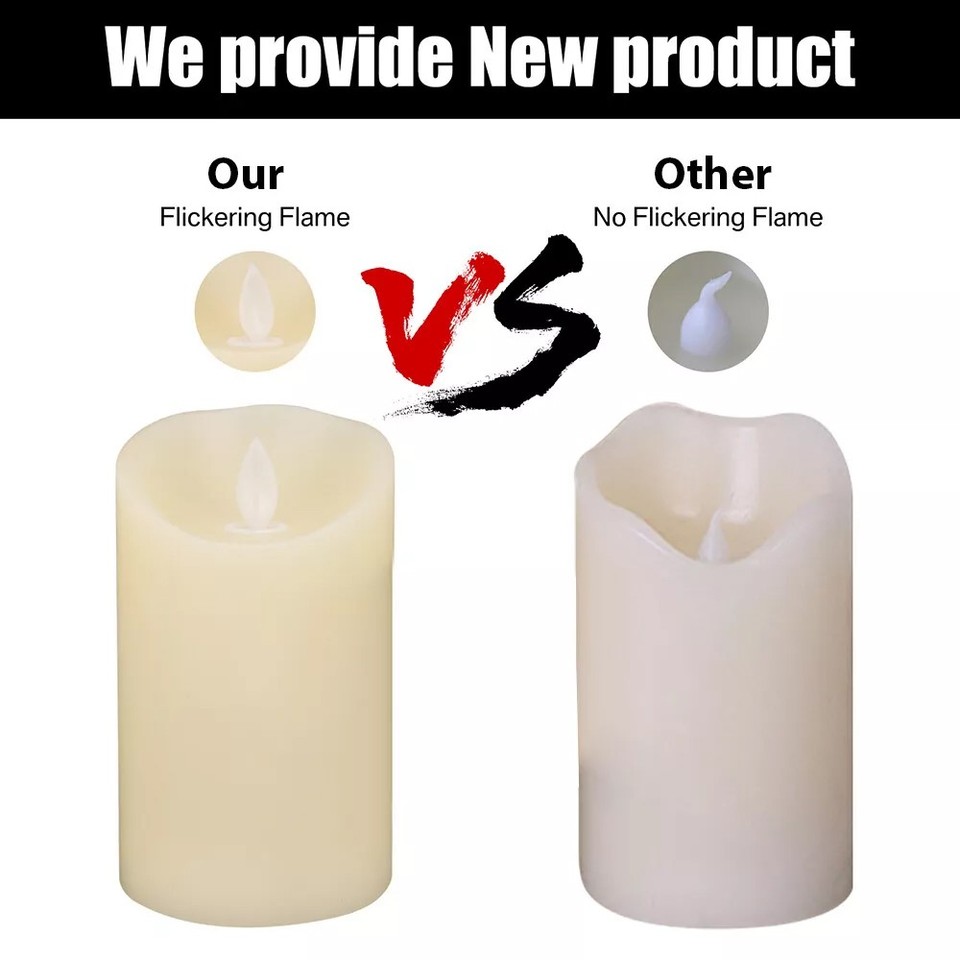 3 Pack Flickering Flameless LED Pillar Candles Moving Wick With Remote ...