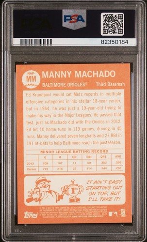 2013 Topps Manny Machado Rookie New Age Performers #NAPMM PSA 9 Mint ...