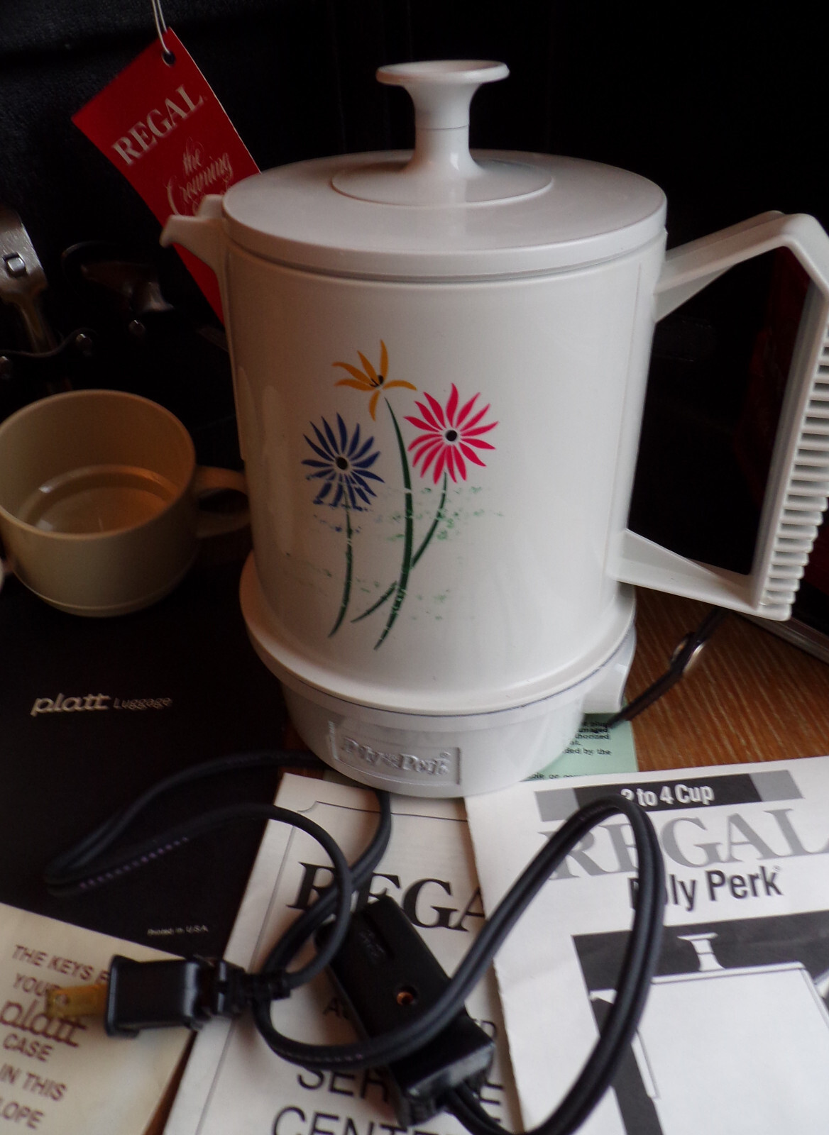 Vtg Regal Platt Poly Perk Coffee Maker Pot 2-4 Travel Case~Floral Retro ...