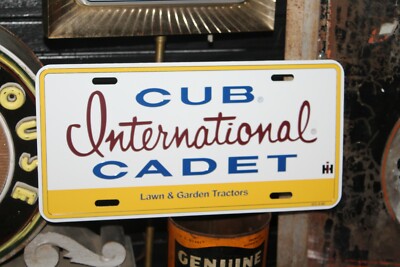 IH CUB CADET LAW GARDEN TRACTOR DEALER EMBOSSED LICENSE PLATE SIGN FEED ...