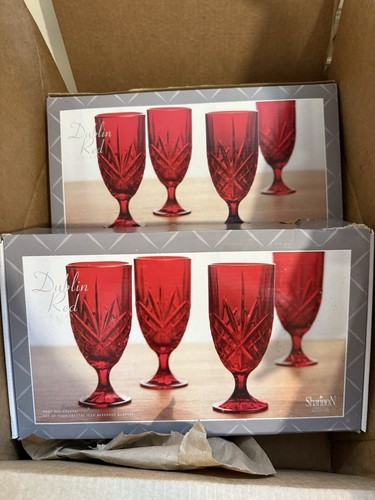 8 Vintage Godinger Red Dublin Water Goblets Glass Set By Shannon ...