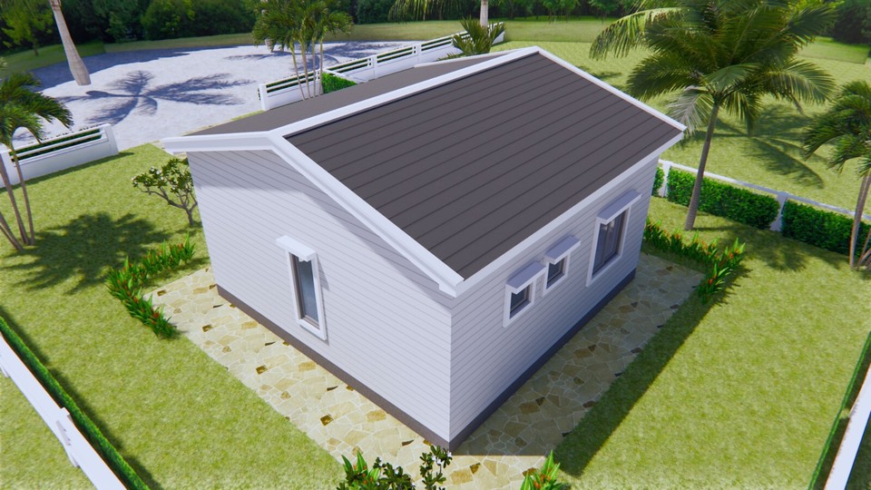 21x21 Feet Tiny House Plans 6.5x6.5 Meter 1 Bed 1 Bath Gable Roof (A4 ...