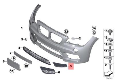 Genuine BMW E84 SUV Front Bumper Grille Left M Package OEM 51118038061 ...