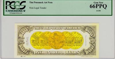 TIM PRUSMACK MONEY ART $100 GOLD COINS PCGS GEM NEW 66PPQ SPECTACULAR ...