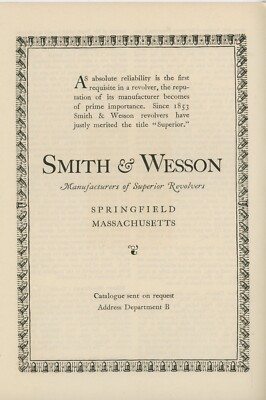 1921 Smith & Wesson Vintage Ad Superior Revolvers Gun Pistol ...