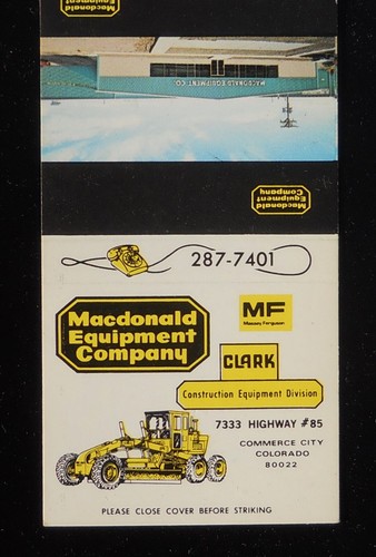1960s Macdonald Equipment Company Clark Grader 7333 Highway #85 ...