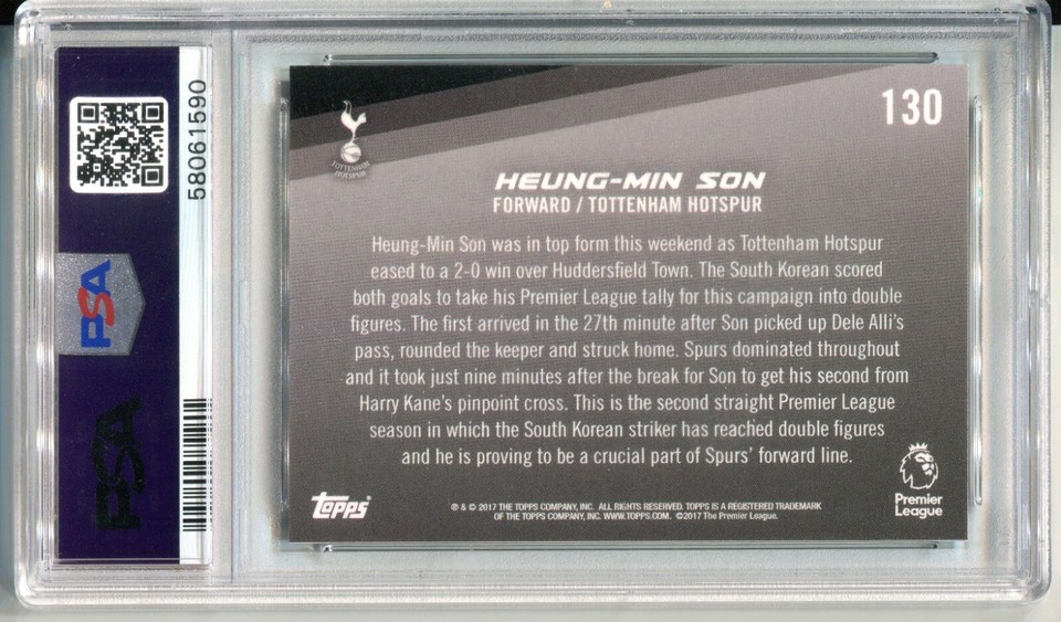 2017 Topps Now EPL #130 Heung-Min Son, PSA 10, PR=79, one of 4 10's ...