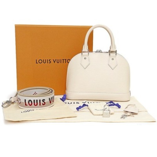 LOUIS VUITTON Alma BB M58706 Leather Quartz White Shoulder Handbag 99 ...