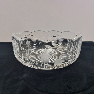 Stuart Crystal Cascade Fuchsia Bowl With Scalloped Edge Signed 20cm ...