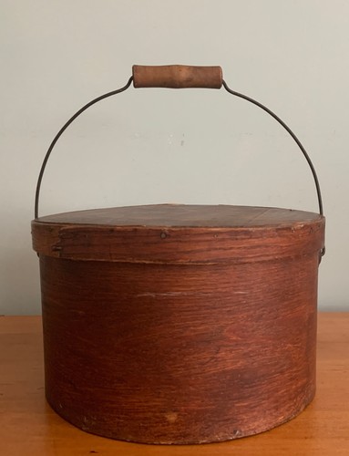 1800's Antique Wooden Primitive Pantry Box with Bail Handle 11" x 6.5 ...