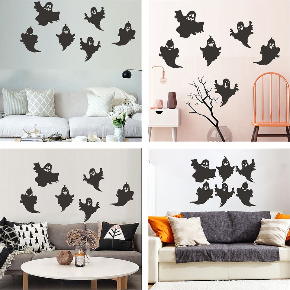 1 Sheet Halloween Home Sticker Funny Ghost Wall Sticker Decorative Wall ...