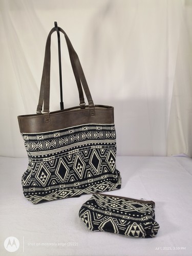 LOT Reversible Thirty One Tote Tribal Rio Weave With Mini Zipper Pouch ...