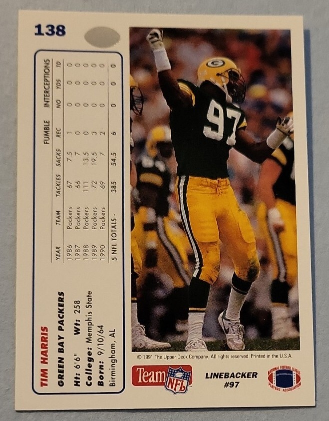 1991 Upper Deck Tim Harris Green Bay Packers #138 | eBay