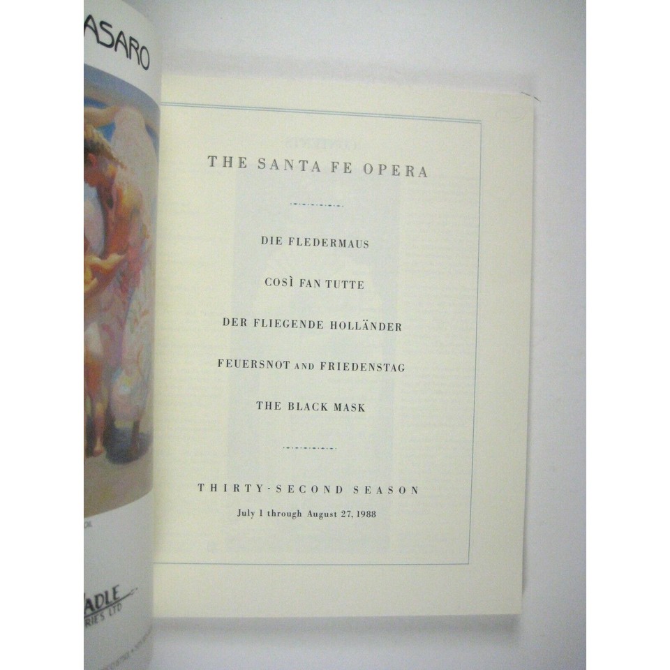 Santa Fe Opera Program 1988 Tickets Die Fledermaus Gene Rush Season | eBay