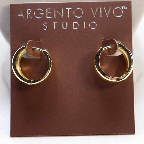 Argento Vivo Gold Tone Huggie Hoop Earrings $40 New | eBay