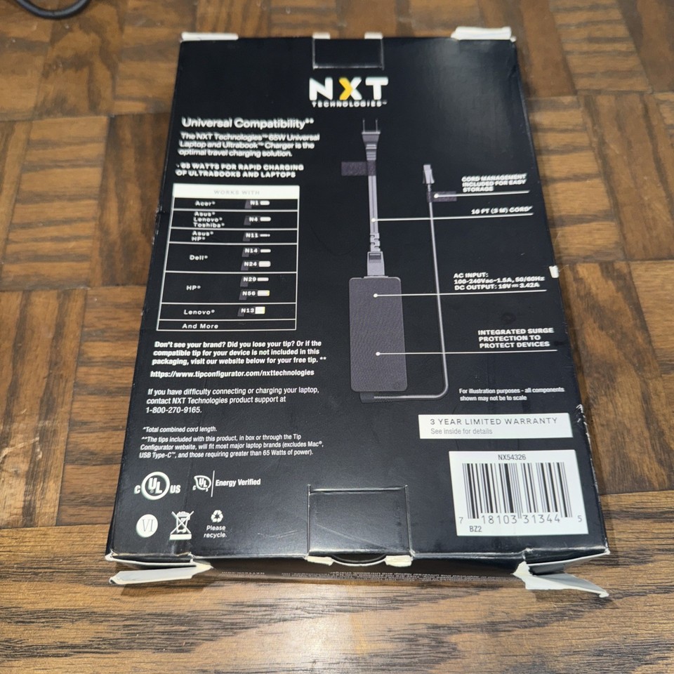 NEW NXT Technologies 65W Universal Laptop and Ultrabook Rapid Charger ...