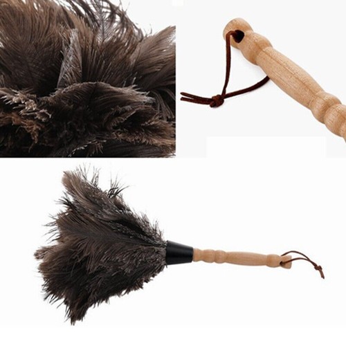 Wooden Hand Dust Removal Ostrich Feather Fur Brush Duster Cleaner ...