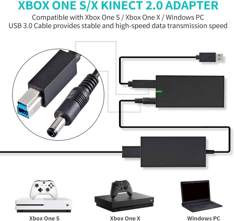 Kinect Adapter Charger for Xbox One S/X Kinect 2.0 Sensor and Windows ...